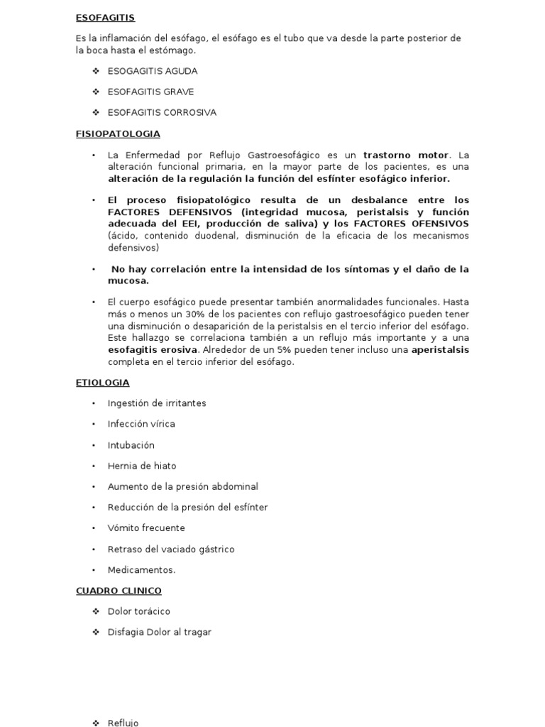 ESOFAGITIS Es La Inflamación Del Esófago, El | PDF | La enfermedad por ...
