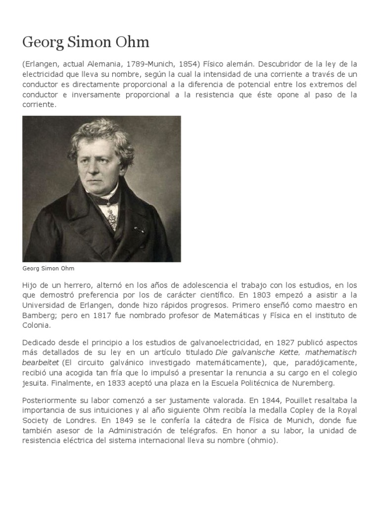 Georg Simon Ohm | PDF | Electromagnetismo | Electricidad