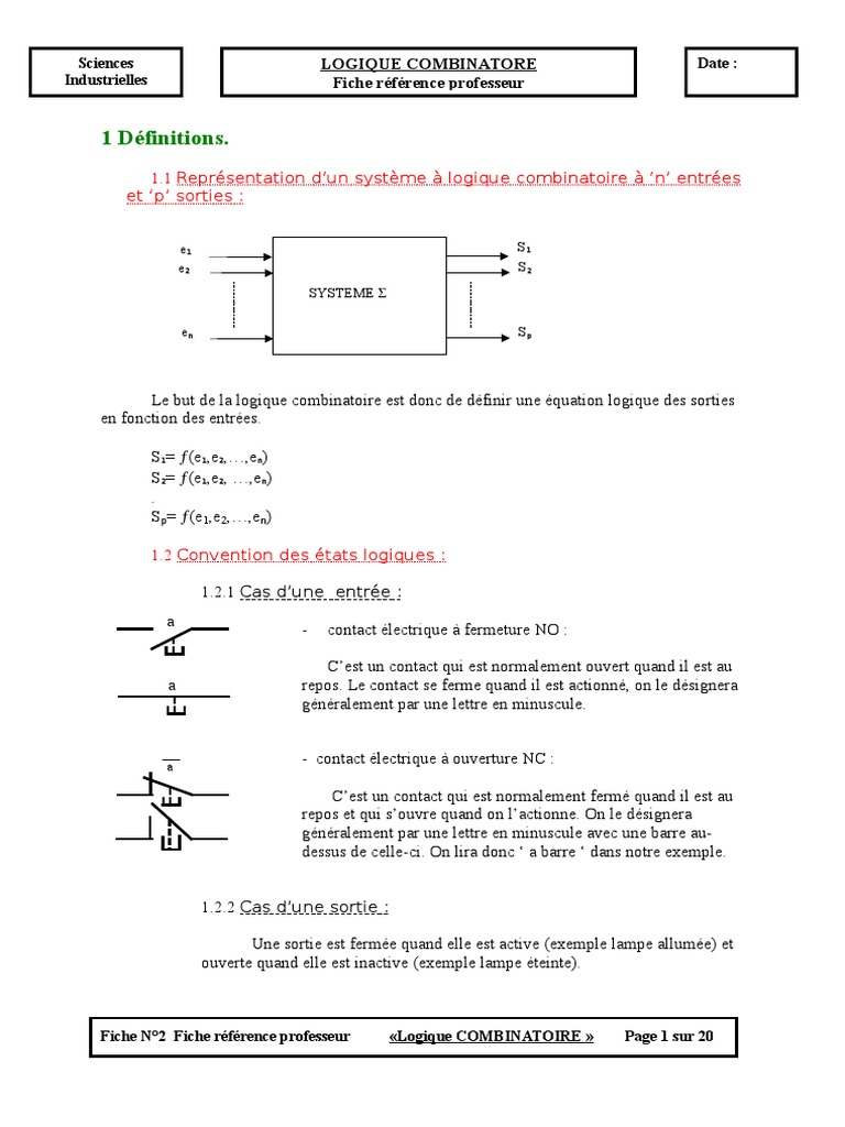 Fonctions Logiques - Cours (Prof) | PDF | Fonction logique | Design électronique
