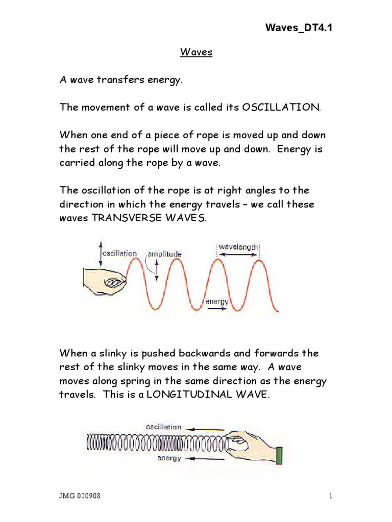 Waves - Worksheet Transverse and Longitudinal | PDF