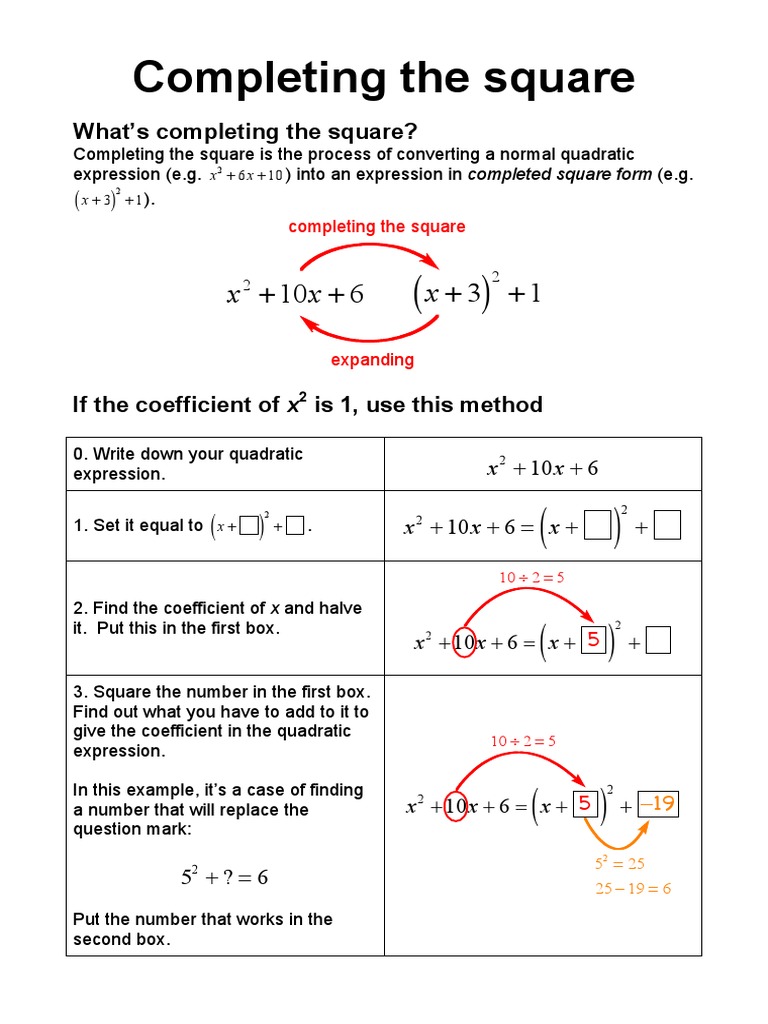 Completing The Square - Mathematics | PDF | Quadratic Equation ...