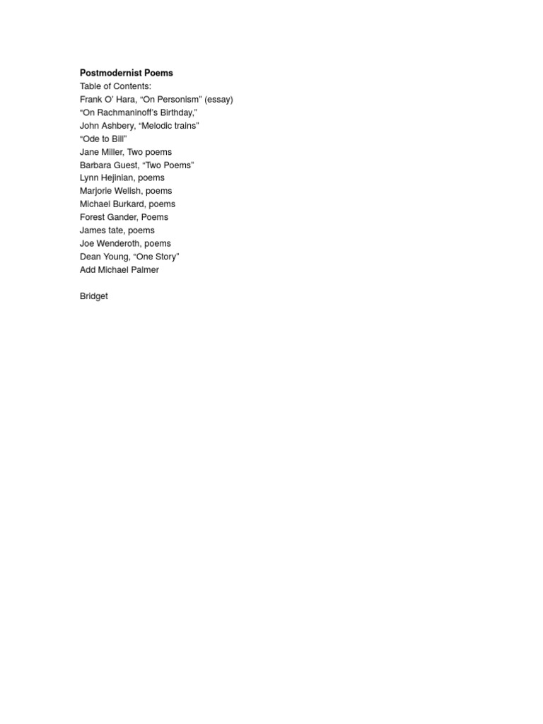 Postmodern Poems | PDF | Poetry | Love