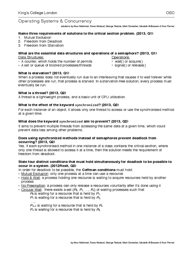OSC Exam Questions | PDF | System Software | Computer Engineering
