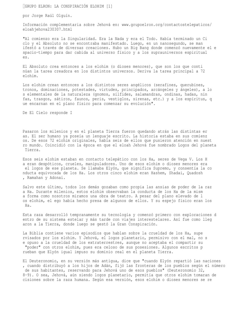 Grupo Elron La Conspiración Elohim | PDF | Jehová | Moisés
