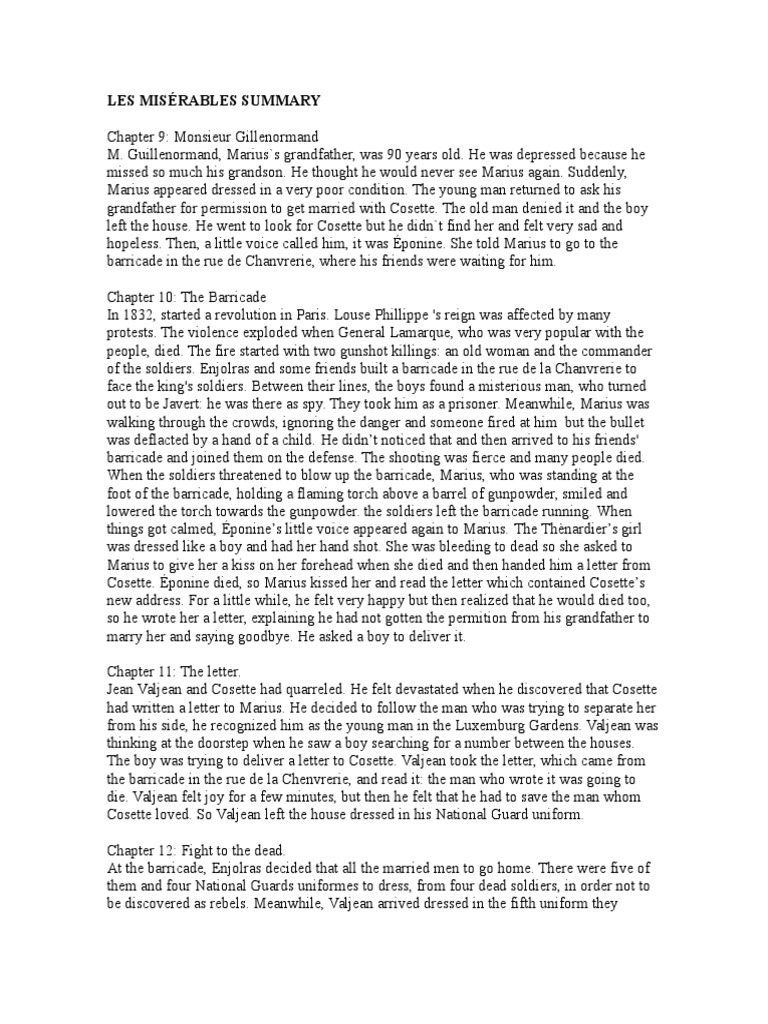 Les Miserables Summary | PDF | Marius Pontmercy | Cosette