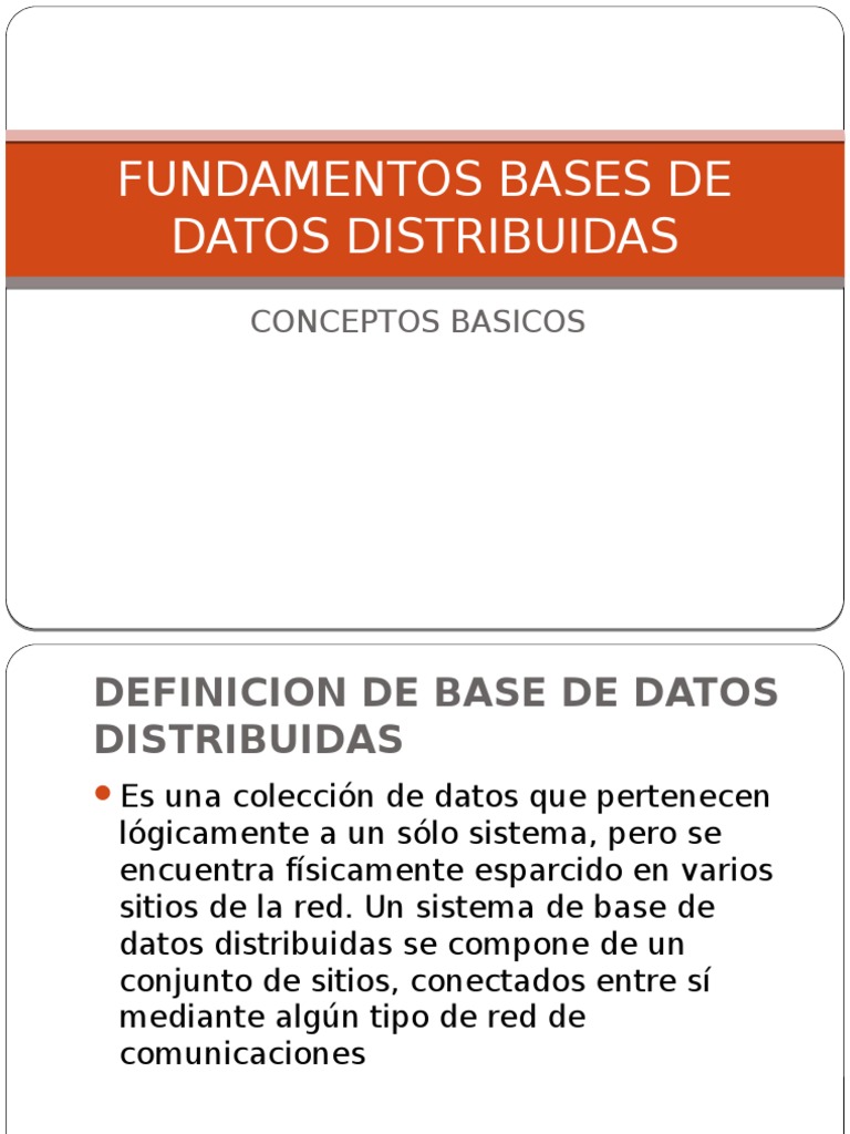 Fundamentos Bases de Datos Distribuidas | PDF | Modelo cliente-servidor | Bases de datos