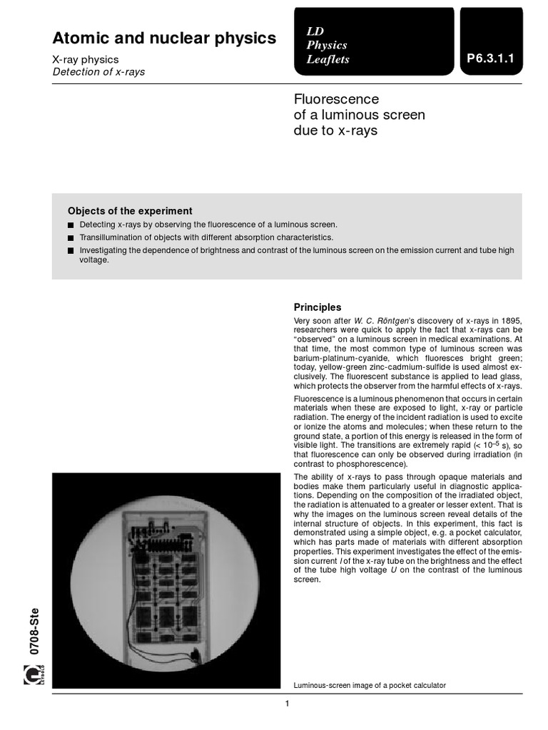 P6311 Basic Flourescent Screen | PDF | X Ray | Radiation