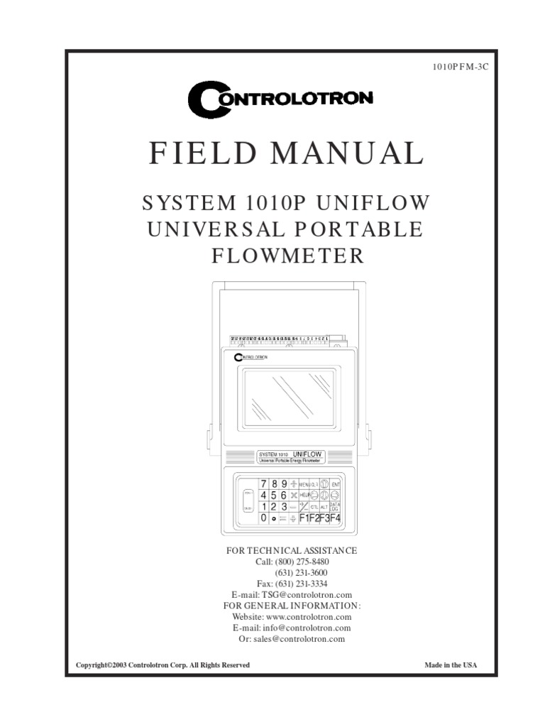 Controlotron 1010 PDF | PDF | Flow Measurement | Calibration