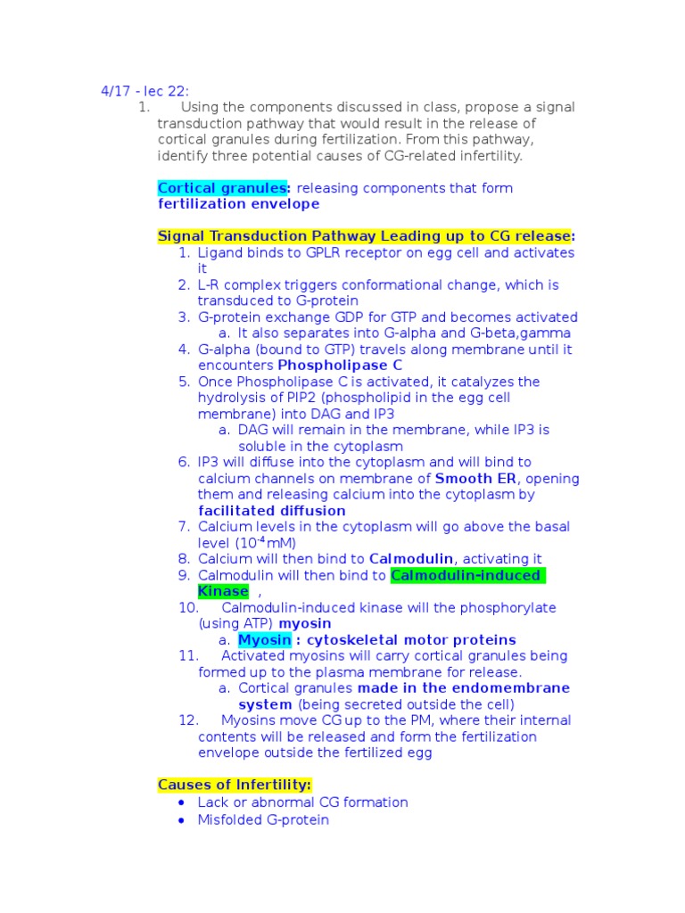 BIOL 215 - CWRU Final Exam Learning Goals | PDF | Cell Adhesion ...