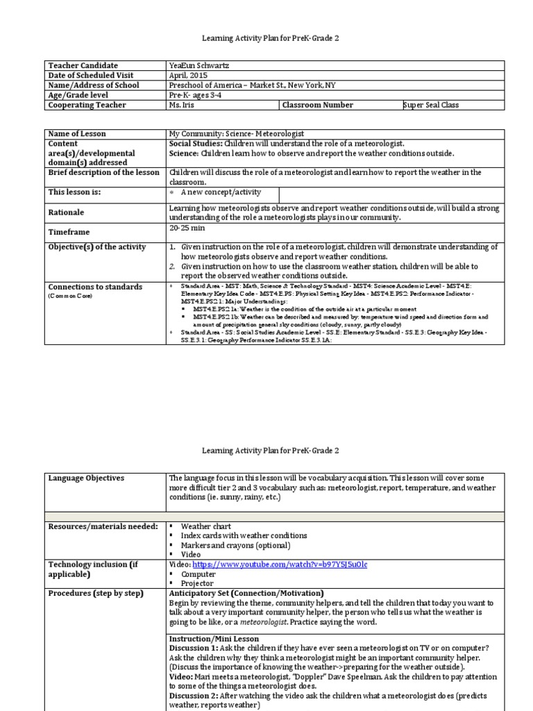 Lesson Plan - Meteorologist | PDF | Meteorology | Weather