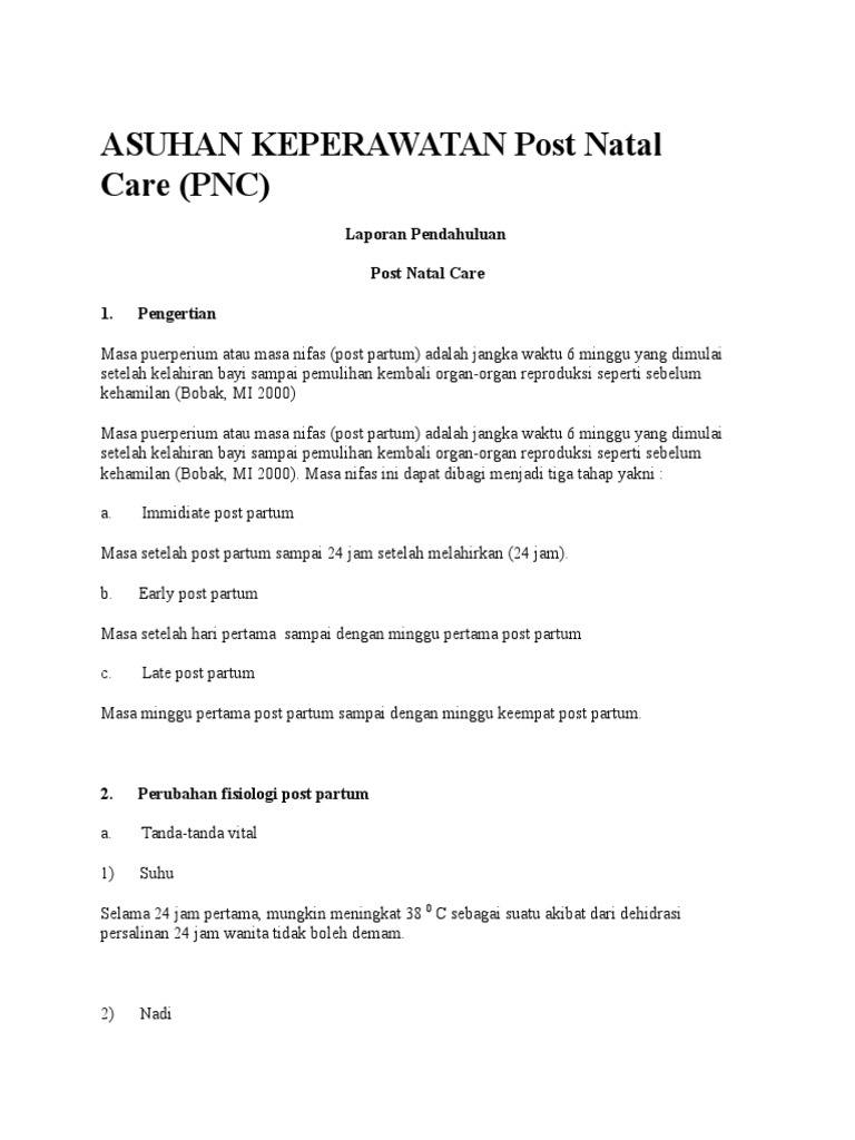 Asuhan Keperawatan Post Natal Care | PDF