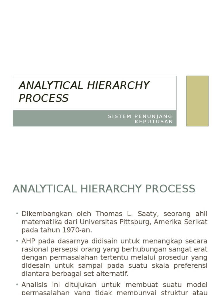 AHP (Analytical Hierarchy Process) | PDF | Metode & Bahan Ajar