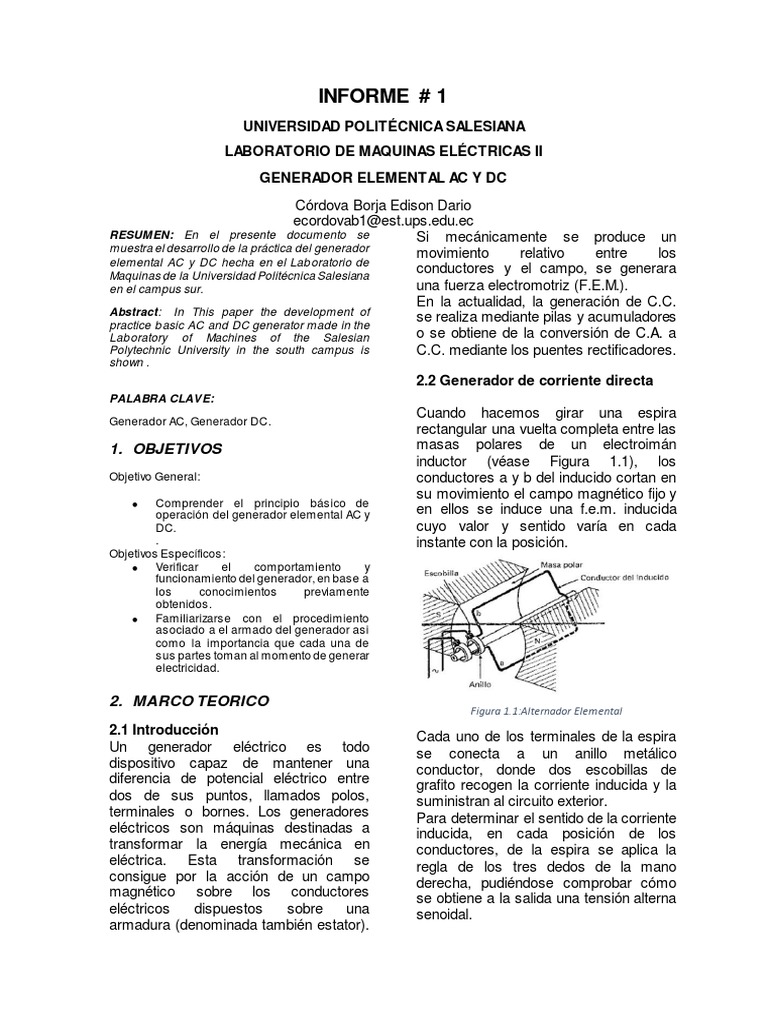 Generador Elemental Ac y DC | PDF | Generador eléctrico | Inductor