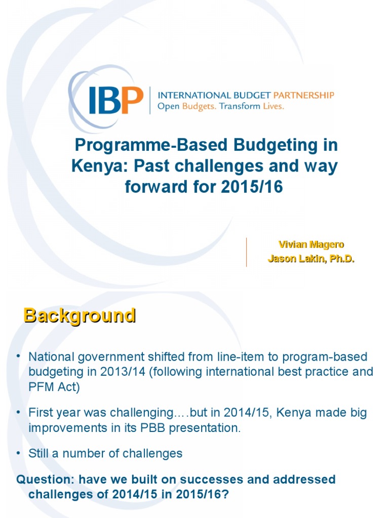 Kenya's 2015 - 16 Programme Based Budget and Challenges | PDF ...