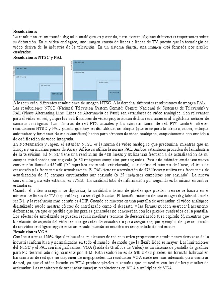 Resoluciones NTSC y PAL | PDF | Resolución de pantalla | Vídeo