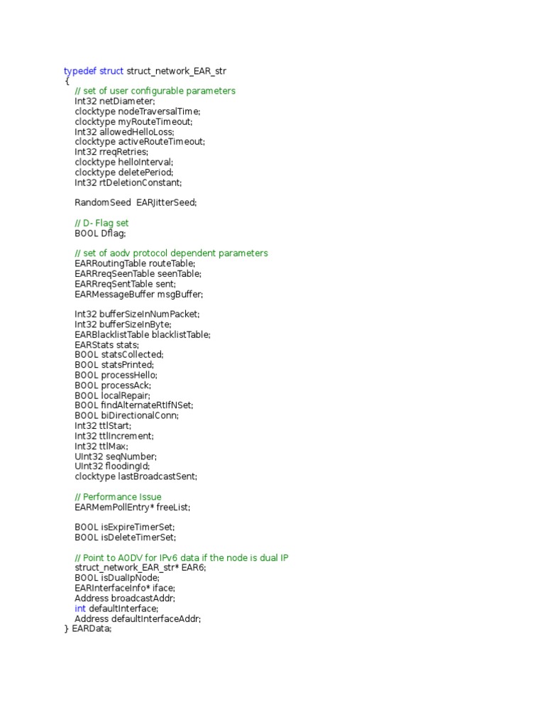 Set of User Configurable Parameters: Typedef Struct | PDF | Internet Protocols | Data Transmission