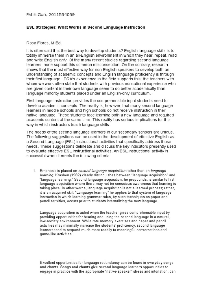 Effective Strategies for Teaching English as a Second Language: The ...
