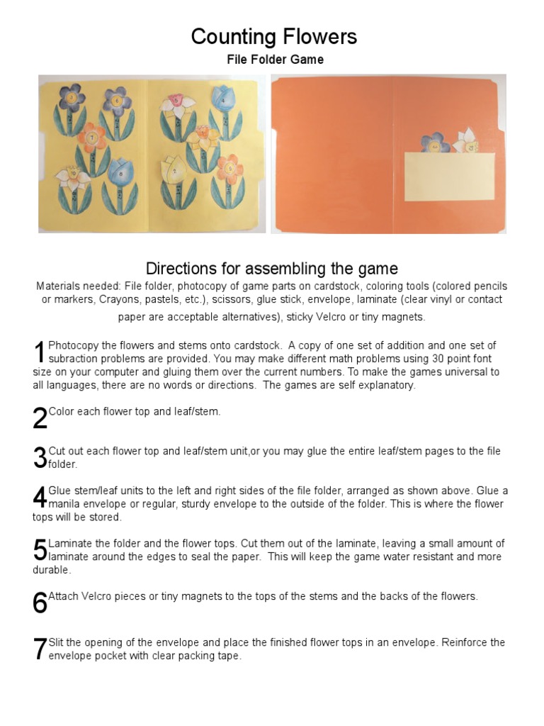 Counting Flowers: Directions For Assembling The Game | PDF