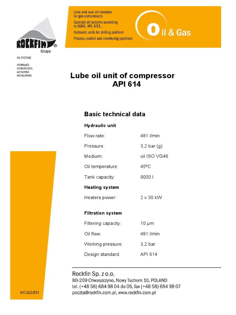 API 614 Lube Oil Unit Specifications | PDF