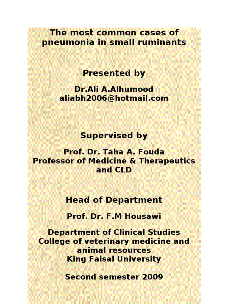 Pneumonia in Sheep and Goat | PDF | Pneumonia | Infection