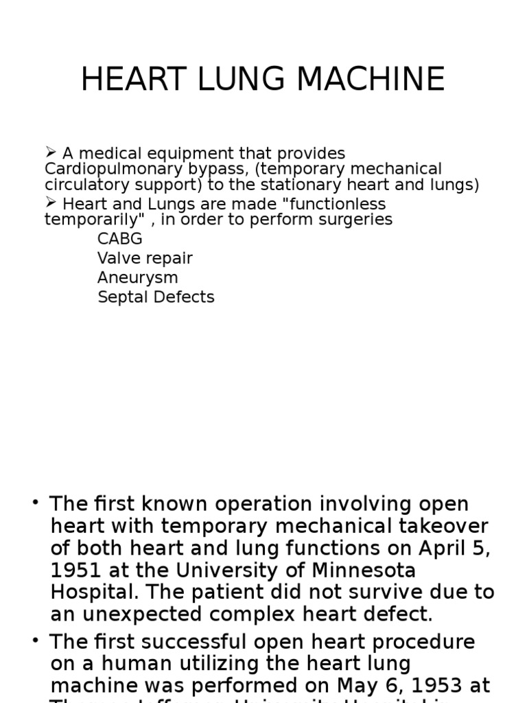 Heart Lung Machine | PDF | Heart | Circulatory System