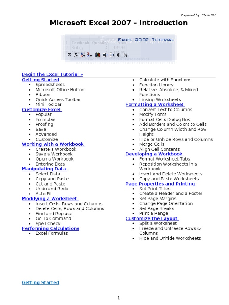Microsoft Excel 2007-Introduction | PDF | Microsoft Excel | Spreadsheet
