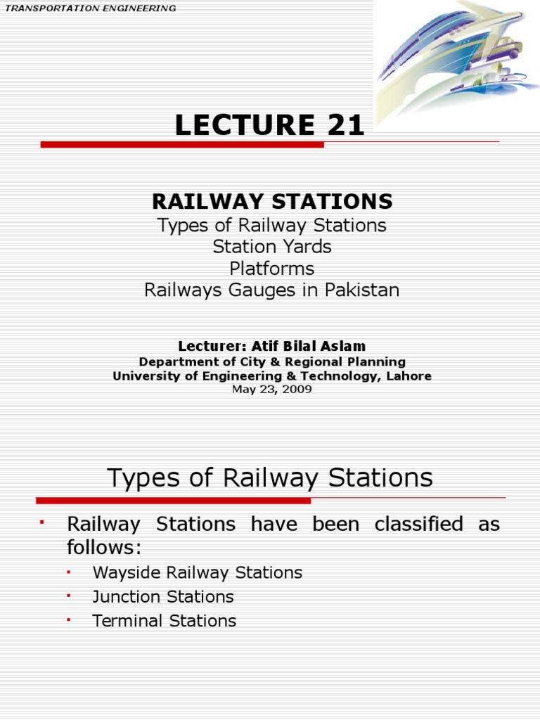 Lect 21 - Railway Stations | PDF | Train Station | Train