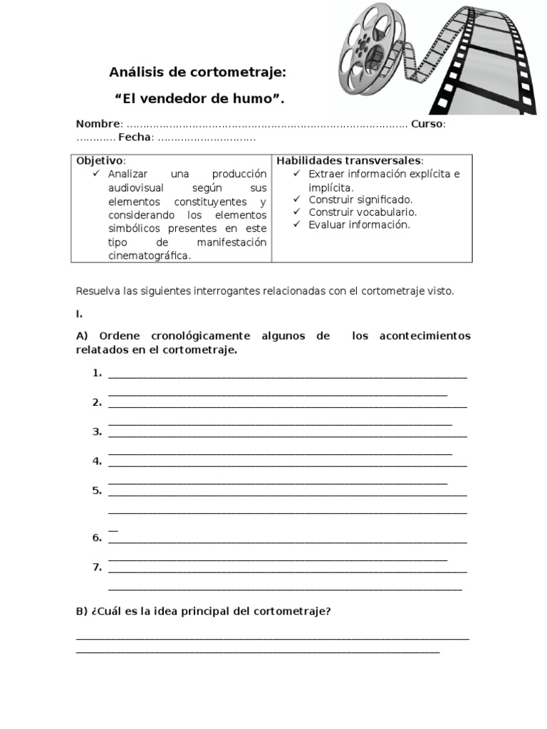 Análisis del cortometraje "El vendedor de humo | PDF | Science ...