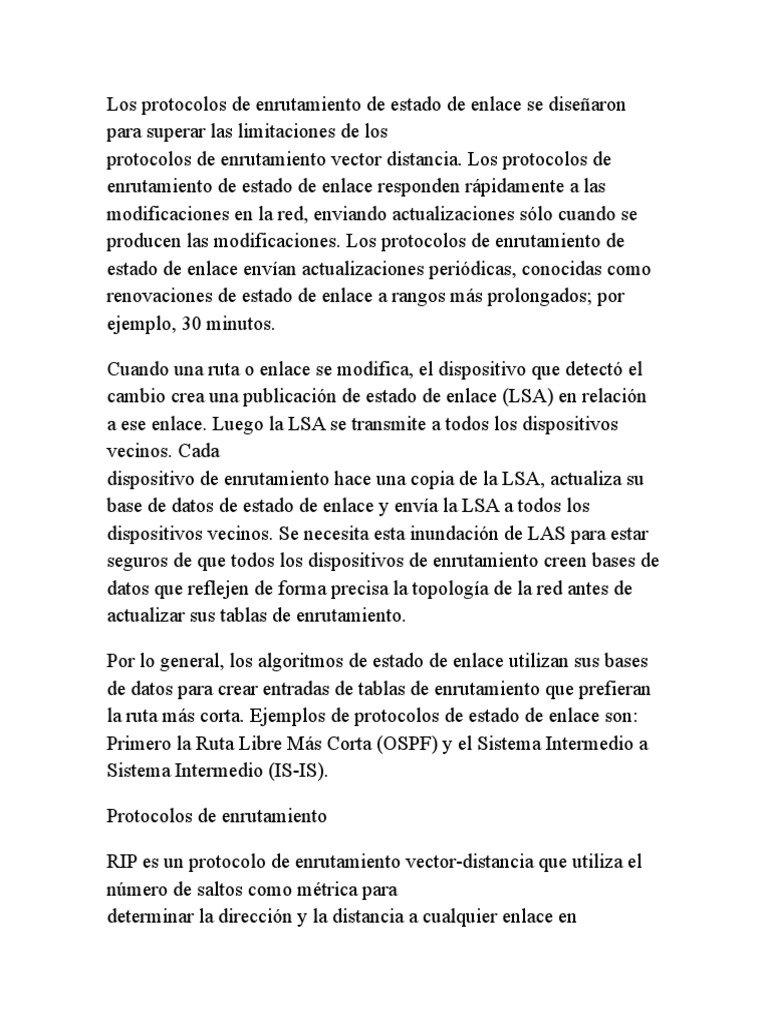 Protocolos de Enrutamiento: Link-State vs Vector-Distancia | PDF | Enrutamiento | Enrutador ...