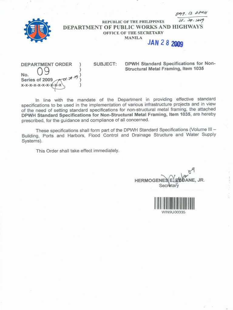 DPWH | PDF | Framing (Construction) | Drywall