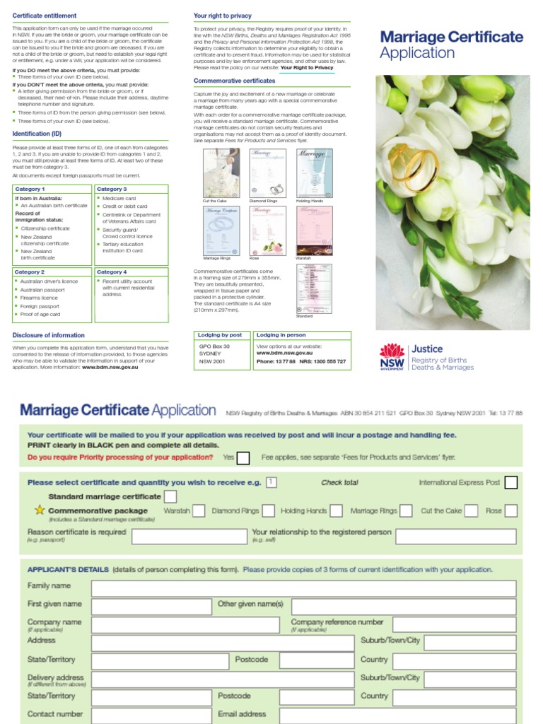 Apply For Marriage Certificate NSW | PDF | Identity Document | Service ...