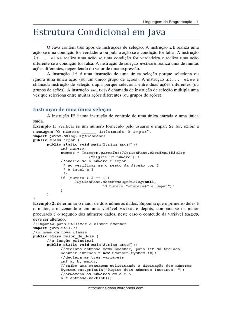 Estrutura Condicional em Java | PDF | Triângulo | Lógica