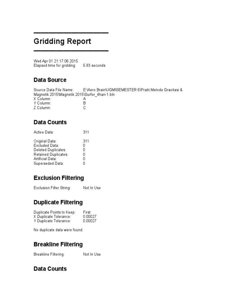 Gridding Report: Data Analysis Summary | PDF | Computers | Technology ...