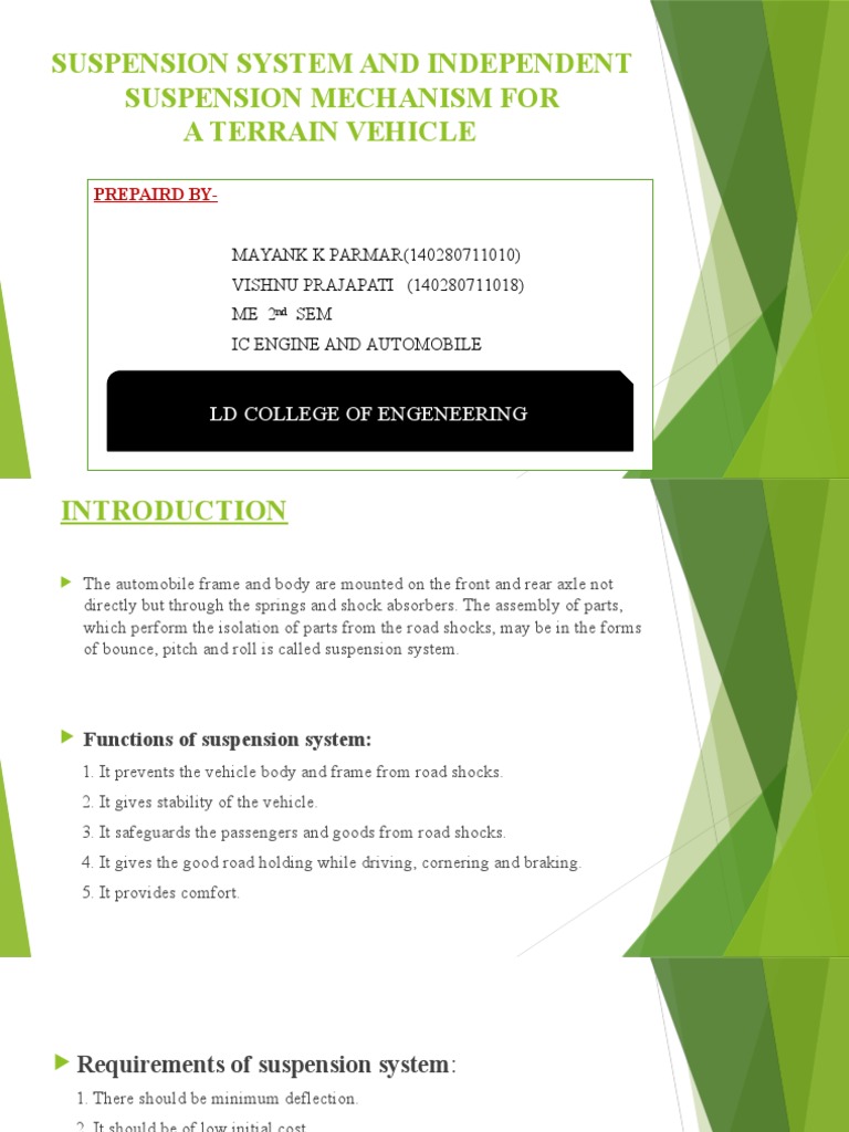 Independent Suspension System | PDF | Suspension (Vehicle) | Axle