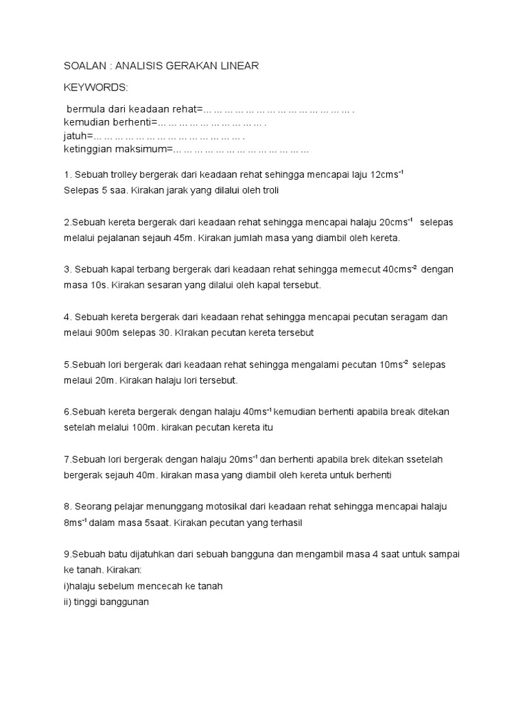 Analisis Gerakan Linear dan Pecutan | PDF | Teknologi & Rekayasa
