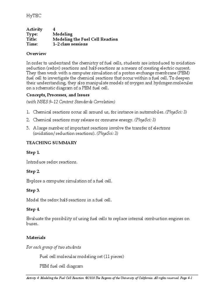 Fuel Cell | PDF | Proton Exchange Membrane Fuel Cell | Redox