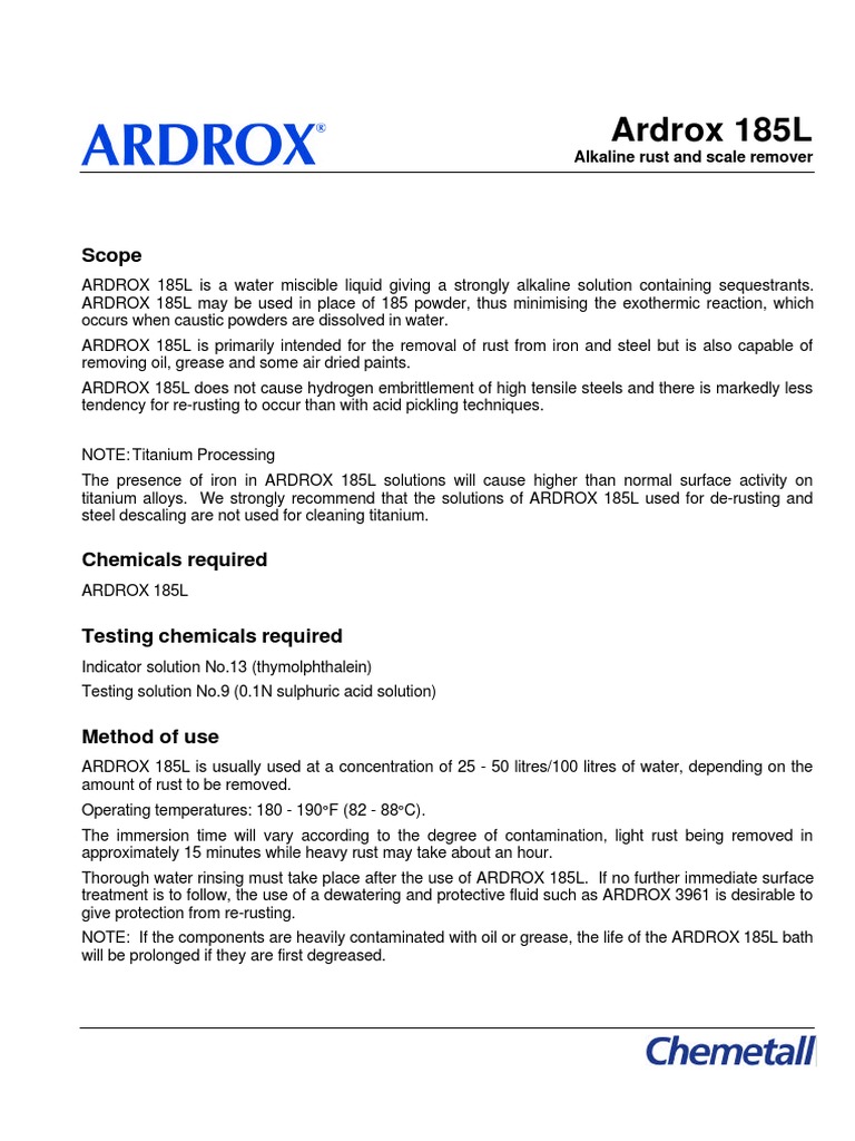 Ardrox 185l Tds | Rust | Materials