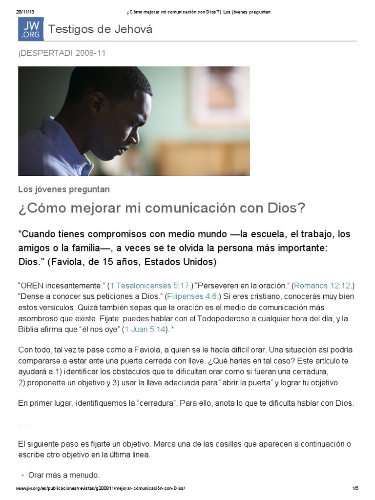 ¿Cómo Mejorar Mi Comunicación Con Dios - Los Jóvenes Preguntan PDF ...