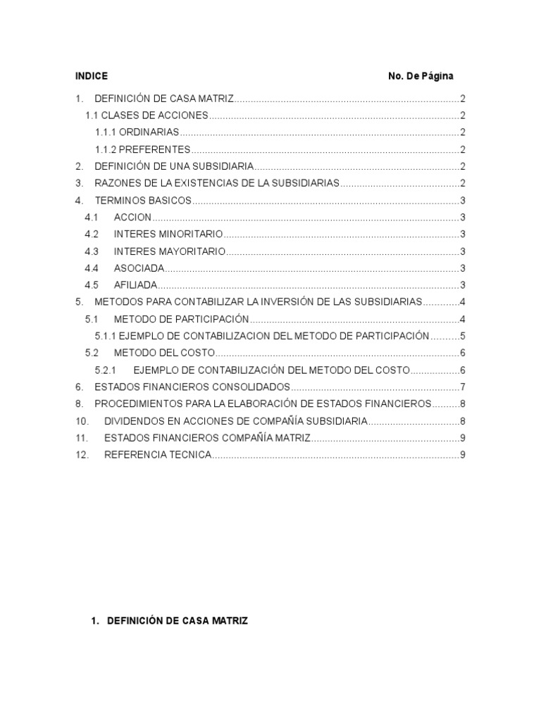 Matriz y Subsidiaria | PDF | Compartir (Finanzas) | Contabilidad