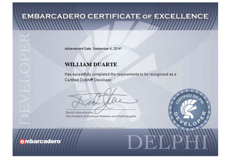 Certified Delphi® Developer Achievement | PDF | Law