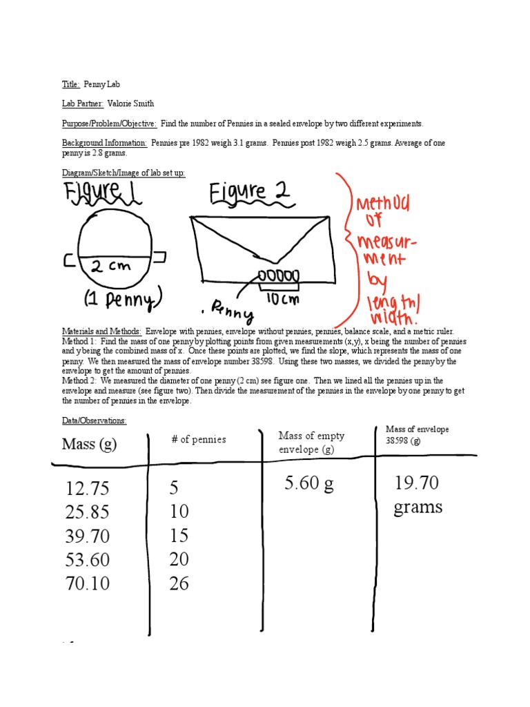 Penny Lab: Mass and Diameter Analysis | PDF | Mass | Experiment