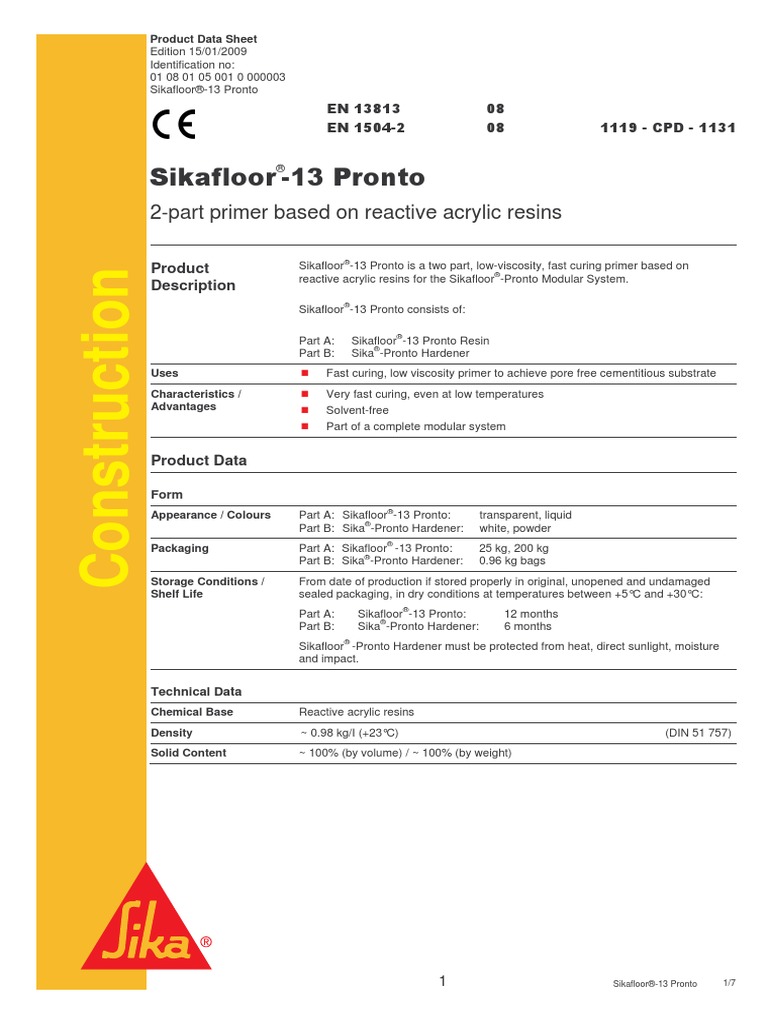 Sika Floor Pronto 13 | PDF | Concrete | Hvac