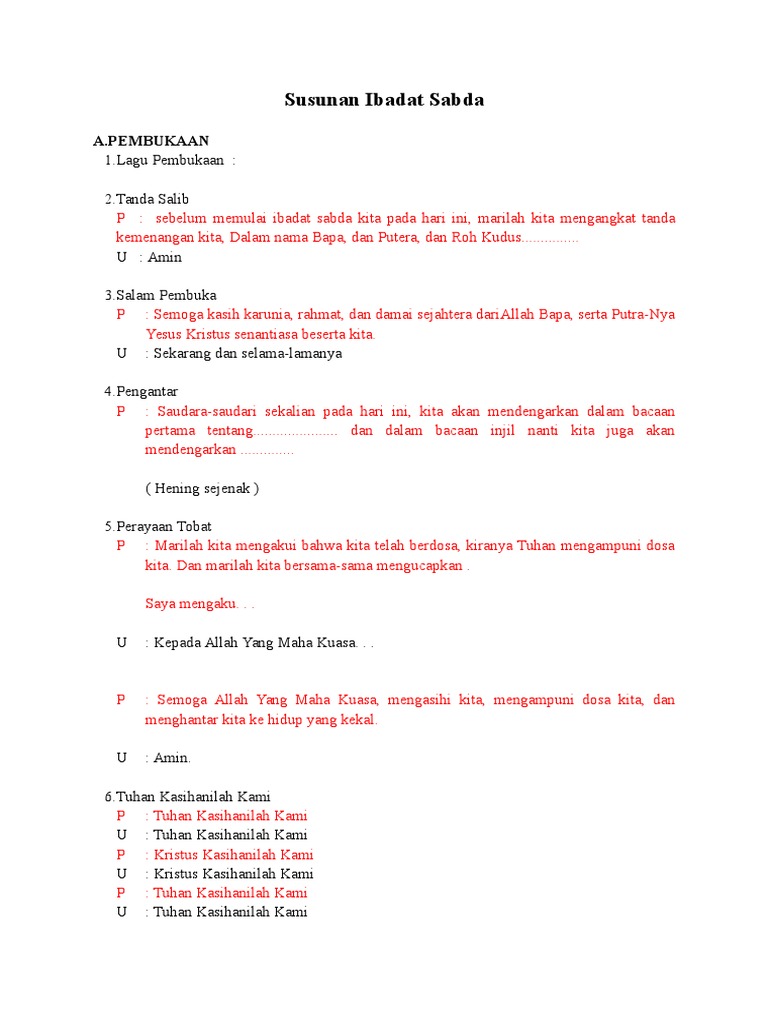 Susunan Ibadat Sabda | PDF | Kajian Bahasa Asing