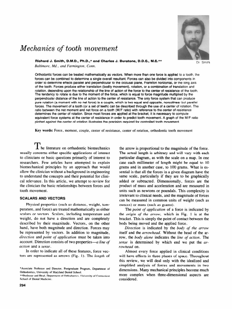 Smith & Burstone-Mechanic Tooth Movement | PDF | Force | Euclidean Vector