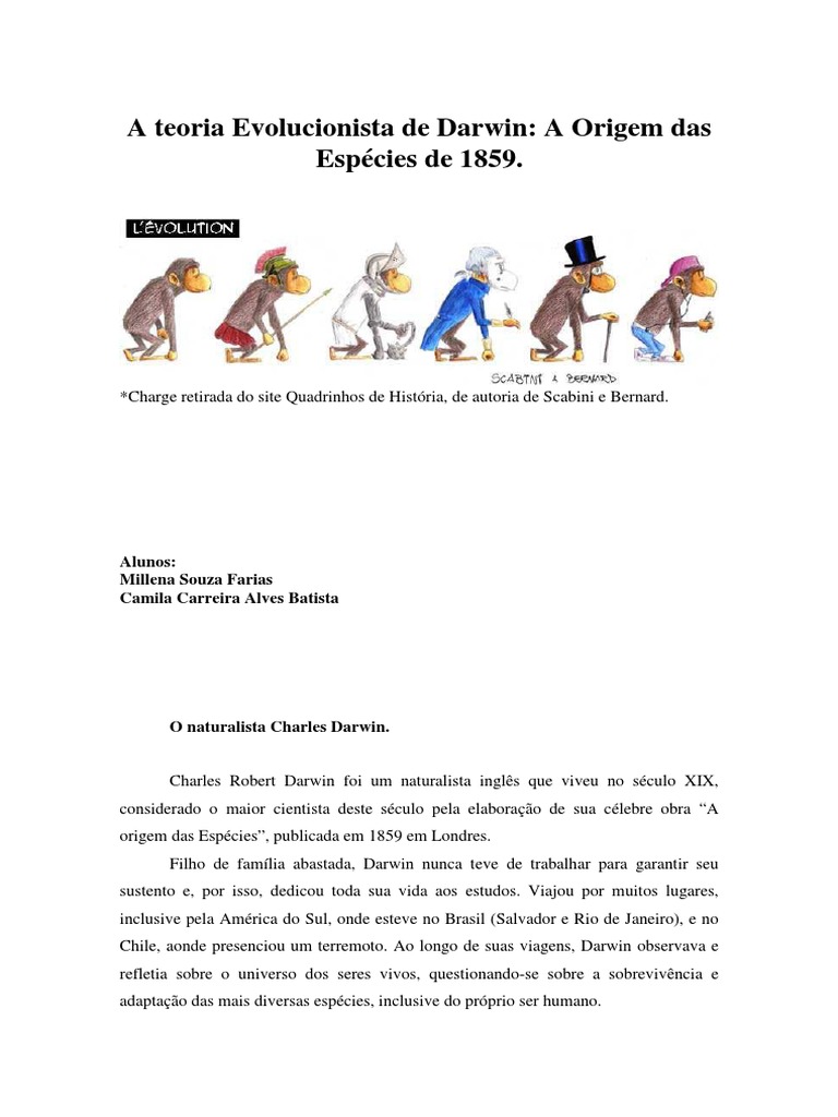 A Teoria Evolucionista de Darwin | Charles Darwin | A Origem das Espécies