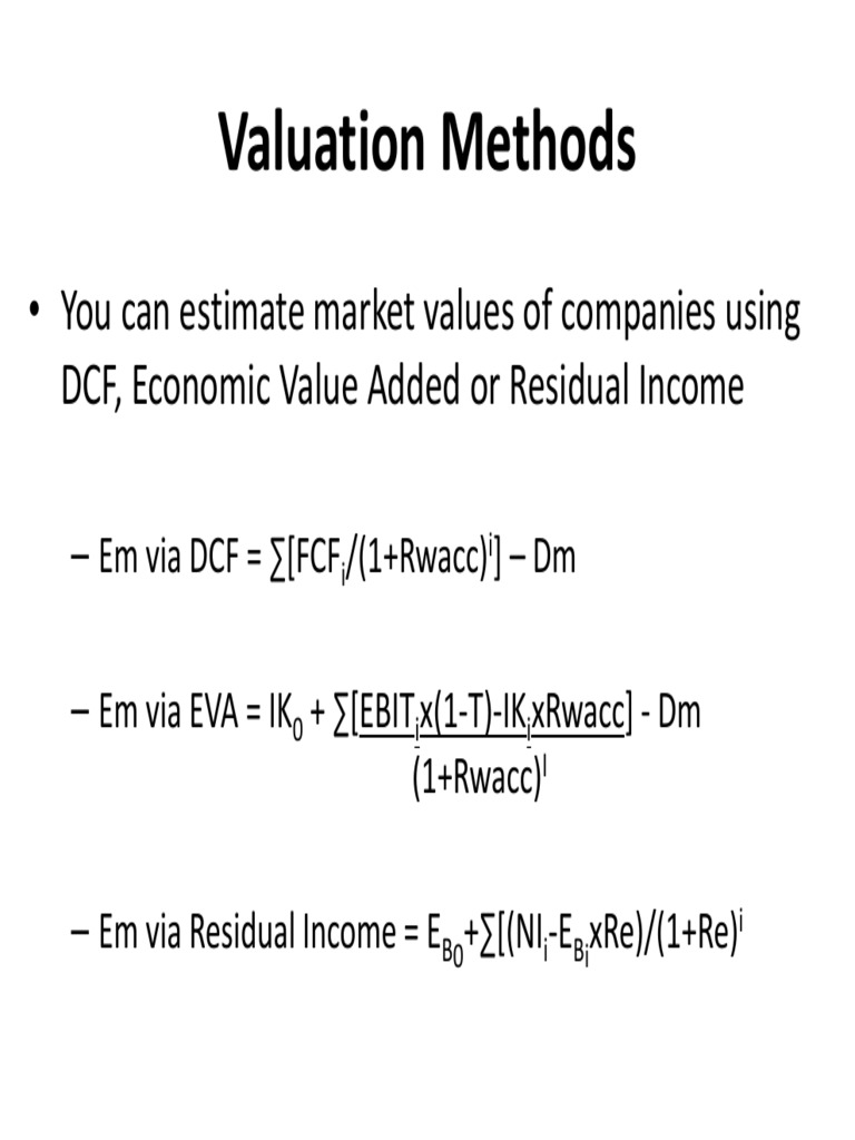 Valuation Methods (DDM, EVA and DCF) | PDF | Discounted Cash Flow ...