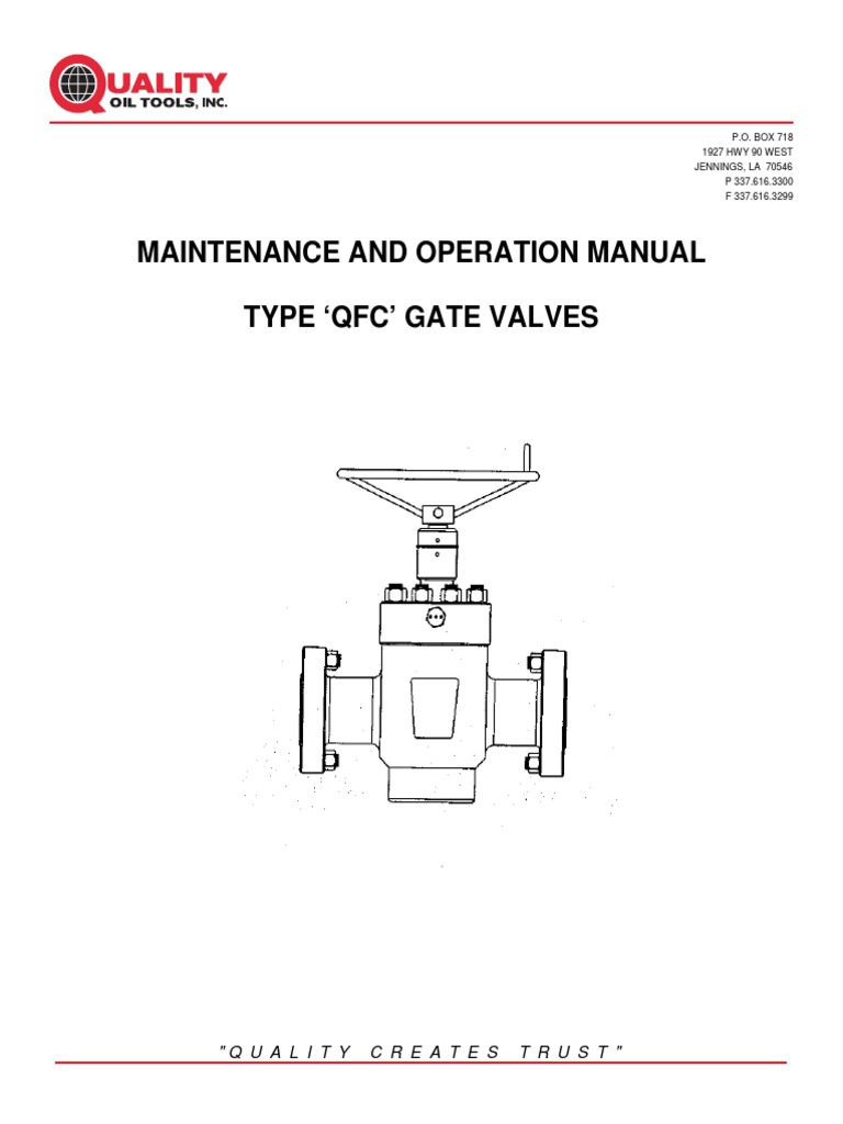 Maintenance and Operation Manual for Quality Oil Tools Type 'QFC' Gate ...