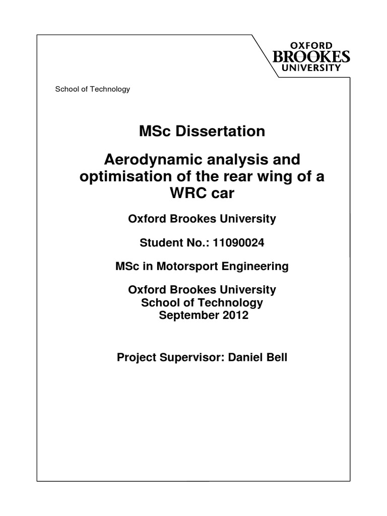 Aerodynamic Analysis and Optimisation of The Rear Wing of A WRC Car ...