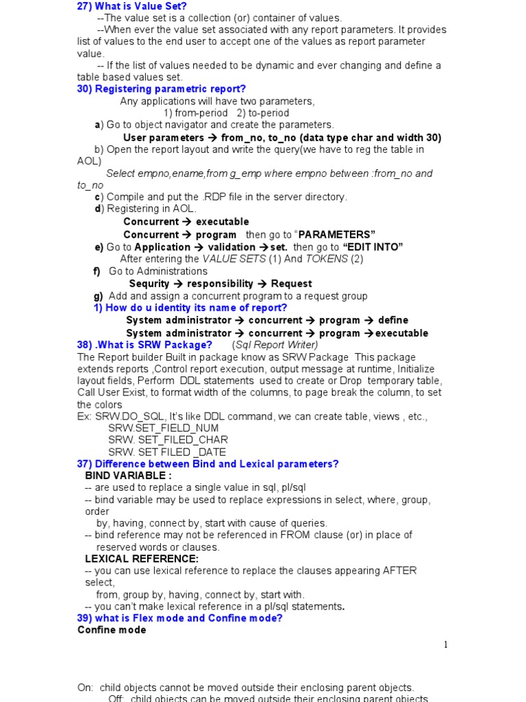 Oracle Reports Questionaire | PDF | Pl/Sql | Parameter (Computer Programming)