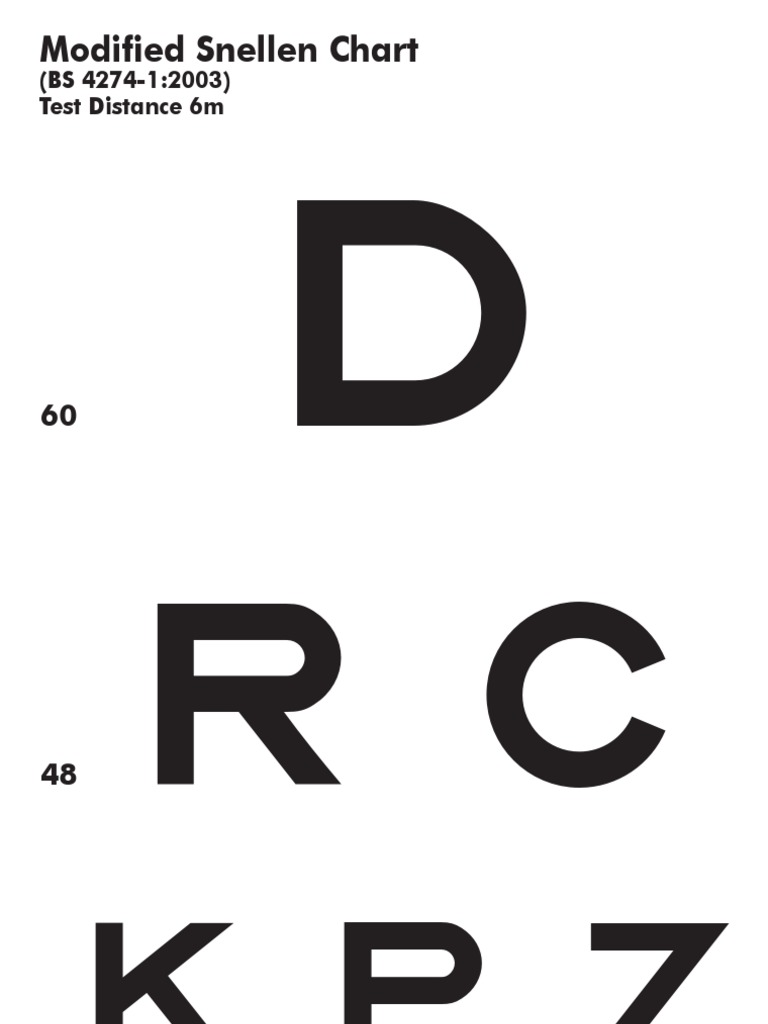 Modified Snellen Eye Chart 6m | PDF | Sensory Organs | Medical Tests